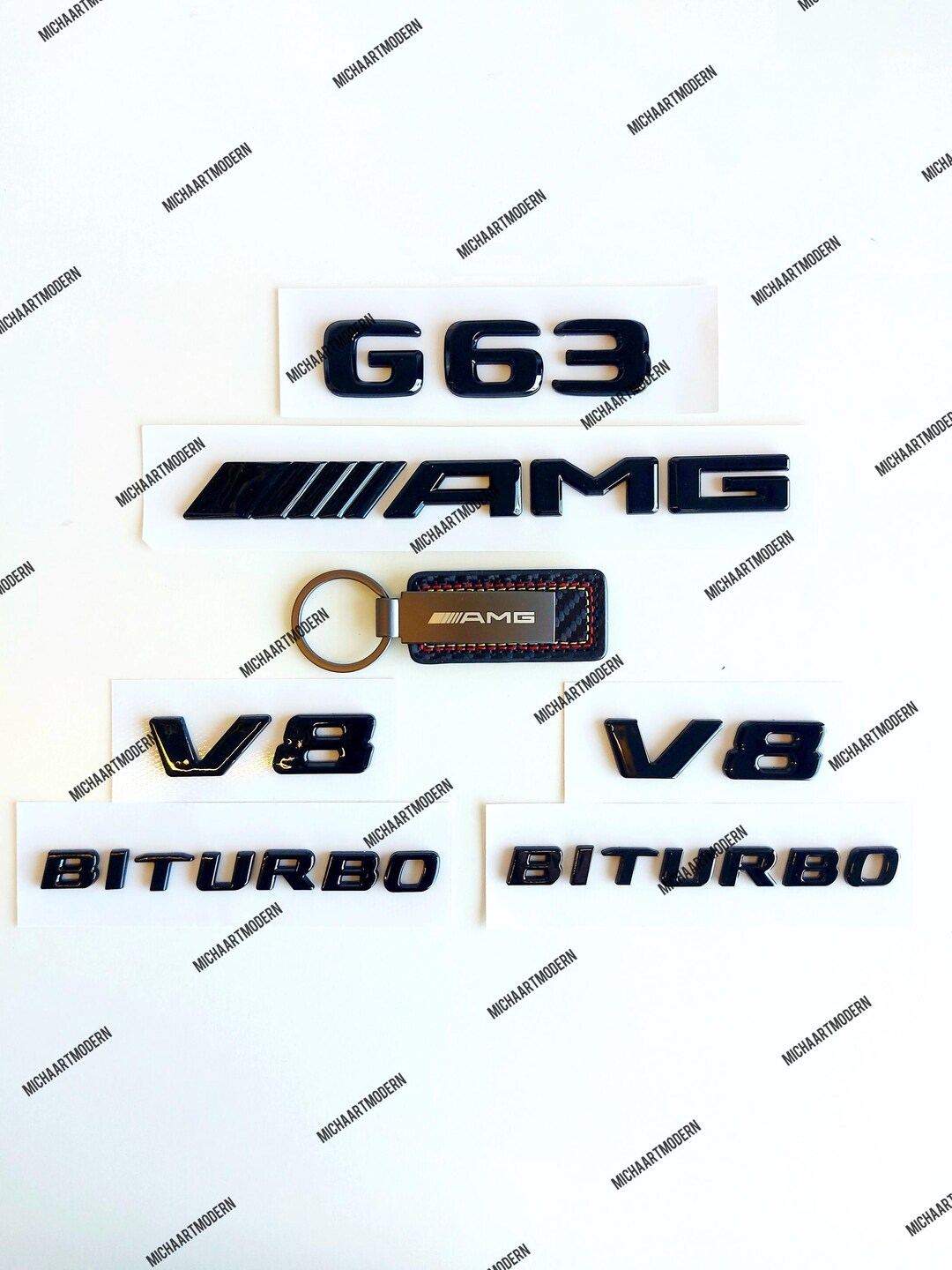 G63 AMG Set for Mercedes Benz, Badges Set, Emblem, Black Glossy, New V8 ...