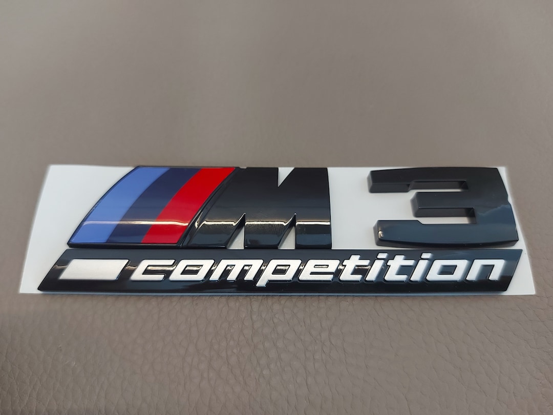 BMW M3 Competition Emblem, Glossy Black, New in Foil, Lettering ...