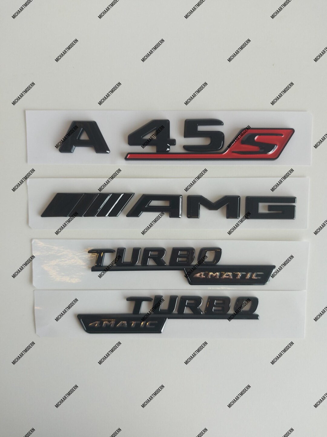 A45s AMG Set for Mercedes Benz, Emblem, Black Glossy New in Foil ...
