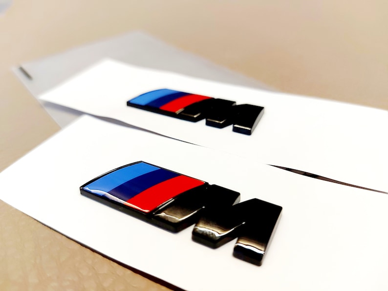 2 Pieces BMW M Emblem for the Fenders 45 X 15 Mm Glossy Black. New ...