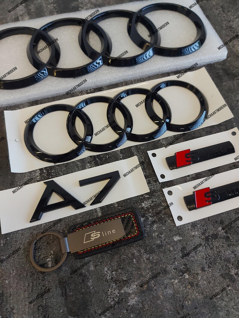 A7 Set for Audi, Full Set, Gloss Black, New, Badges Package, Lettering ...