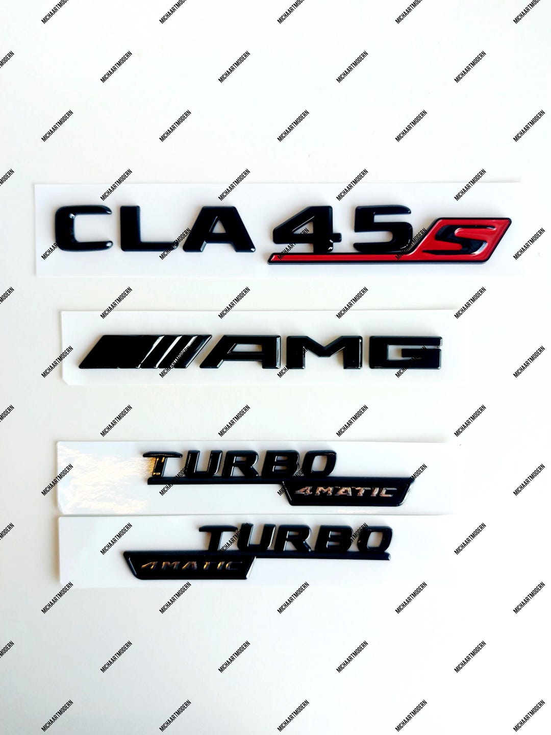 Cla45s Set for Mercedes Benz, Emblem, Black Glossy New in Foil ...