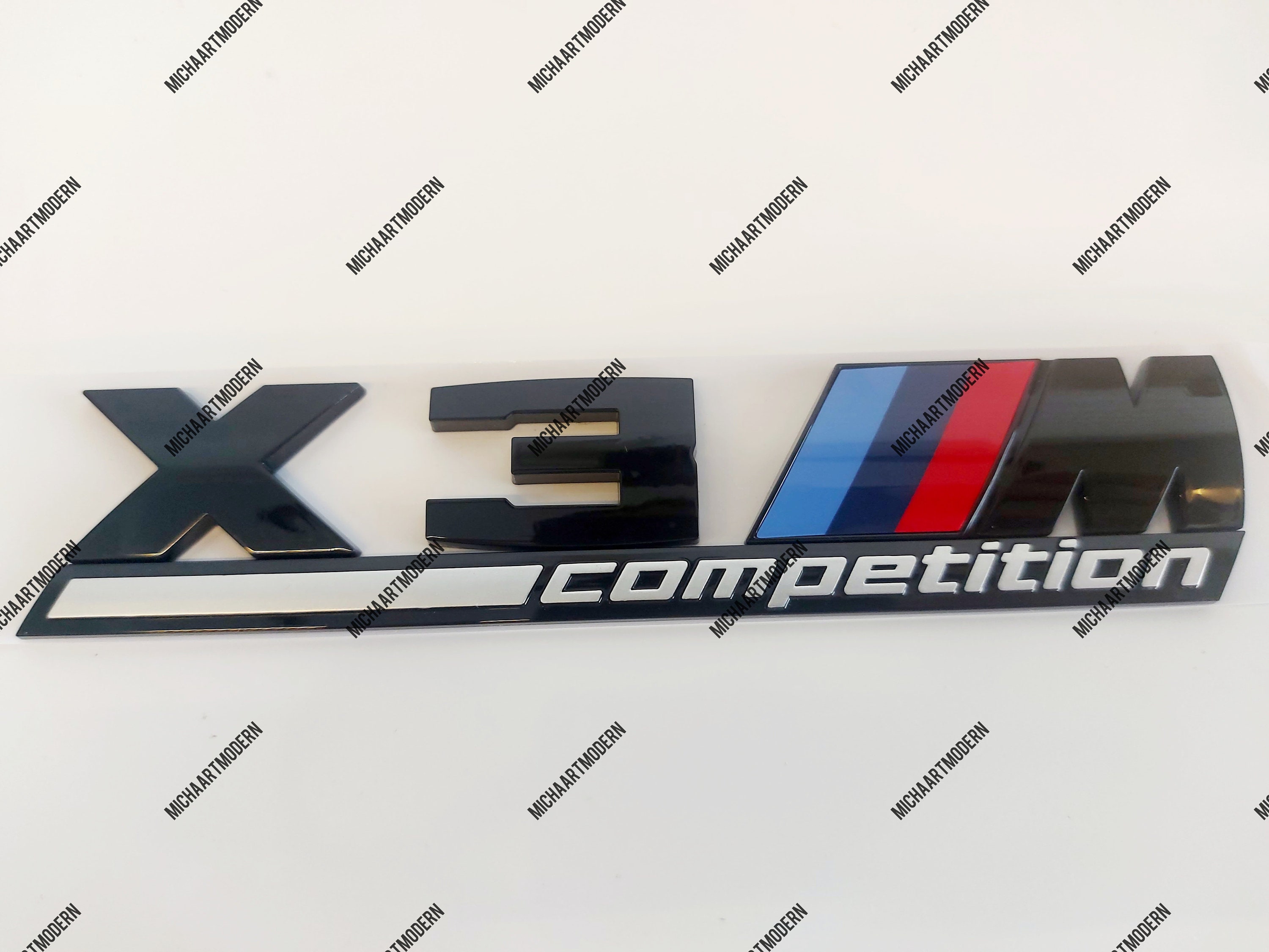 BMW X3M Competition Emblem, Shiny Black, New Item in Foil, Lettering ...