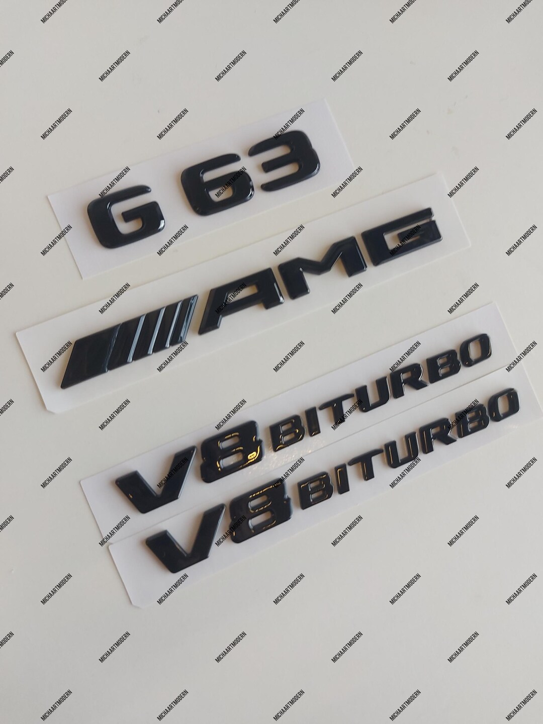 G 63 AMG Set for Mercedes Benz, Badge Set, Emblem, Gloss Black, New, V8 ...