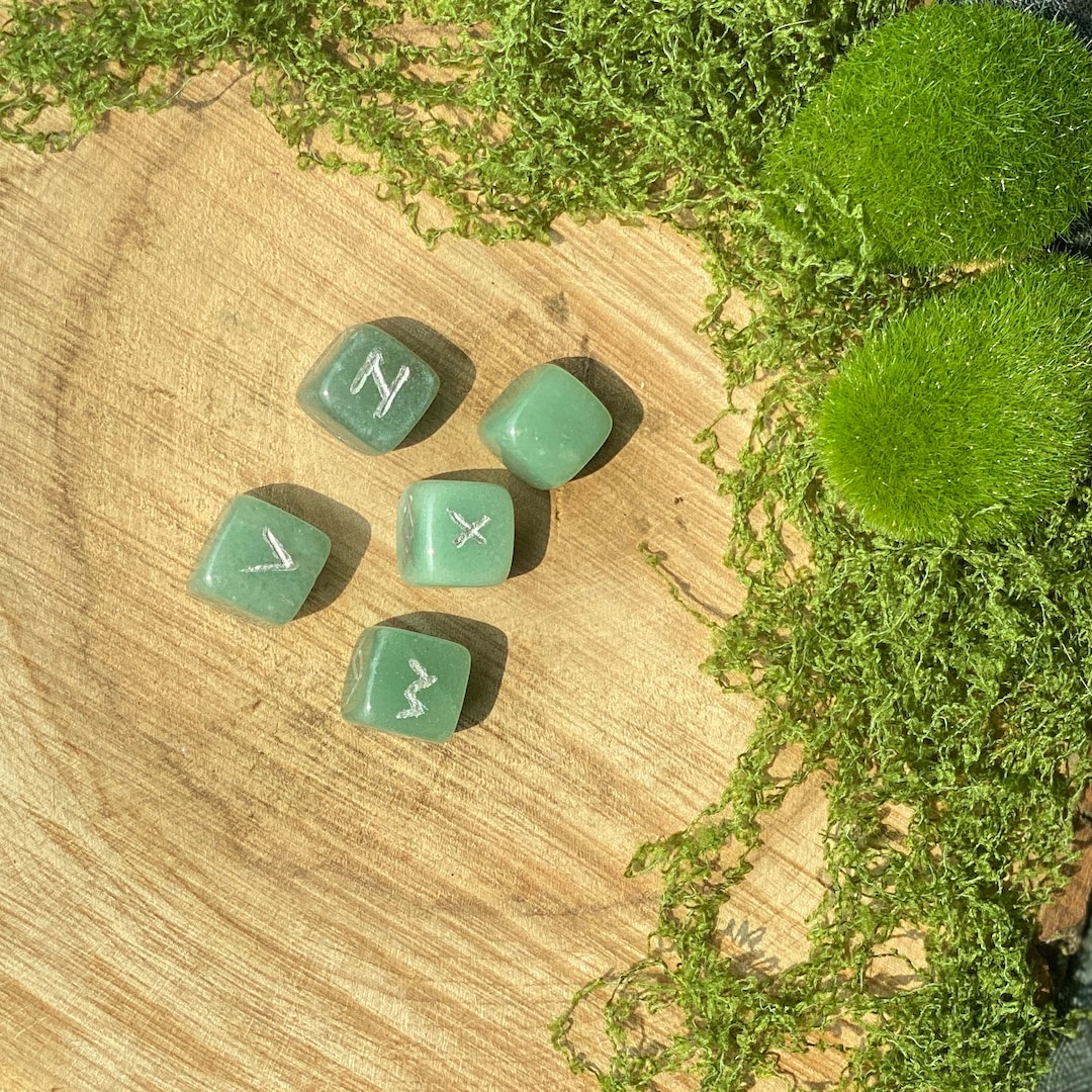 Green Aventurine Elder Futhark Crystal Runes Large Dice Set - Etsy UK