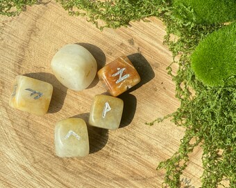 Water Buffalo Bone Elder Futhark Rune Set for Divination, Viking Runes ...