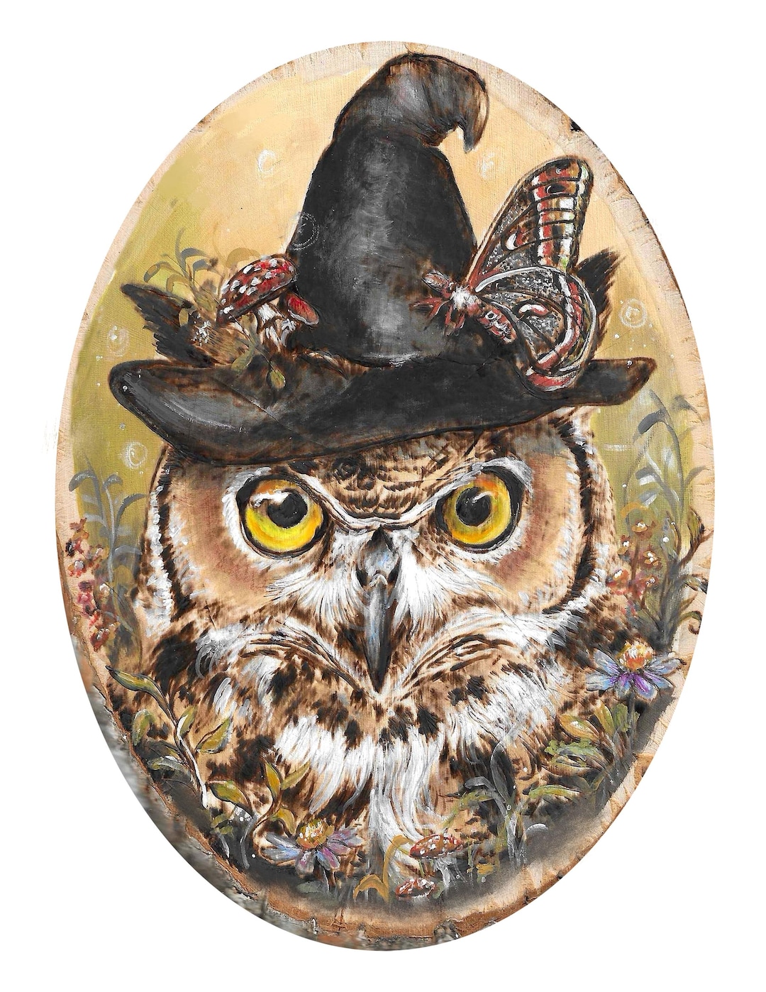 Owl Witch Art Print, Forest Witch Art, Witch Hat Art, Owl Art Print ...