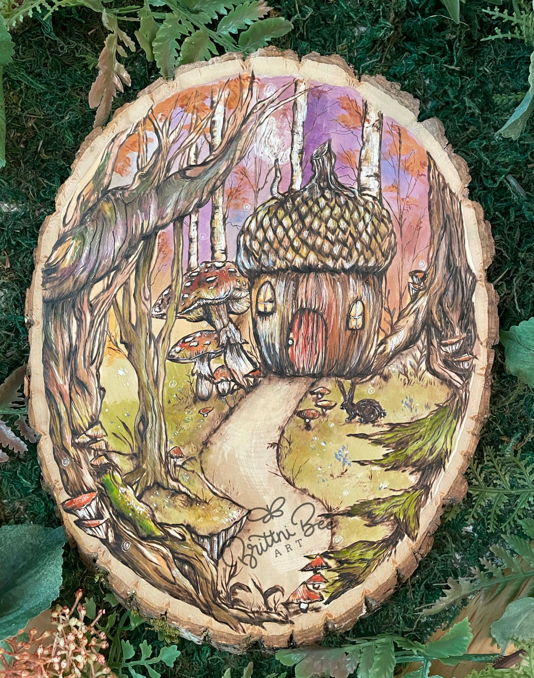 Pyrography Acorn Cottage Painting Cottage Painting Forest - Etsy