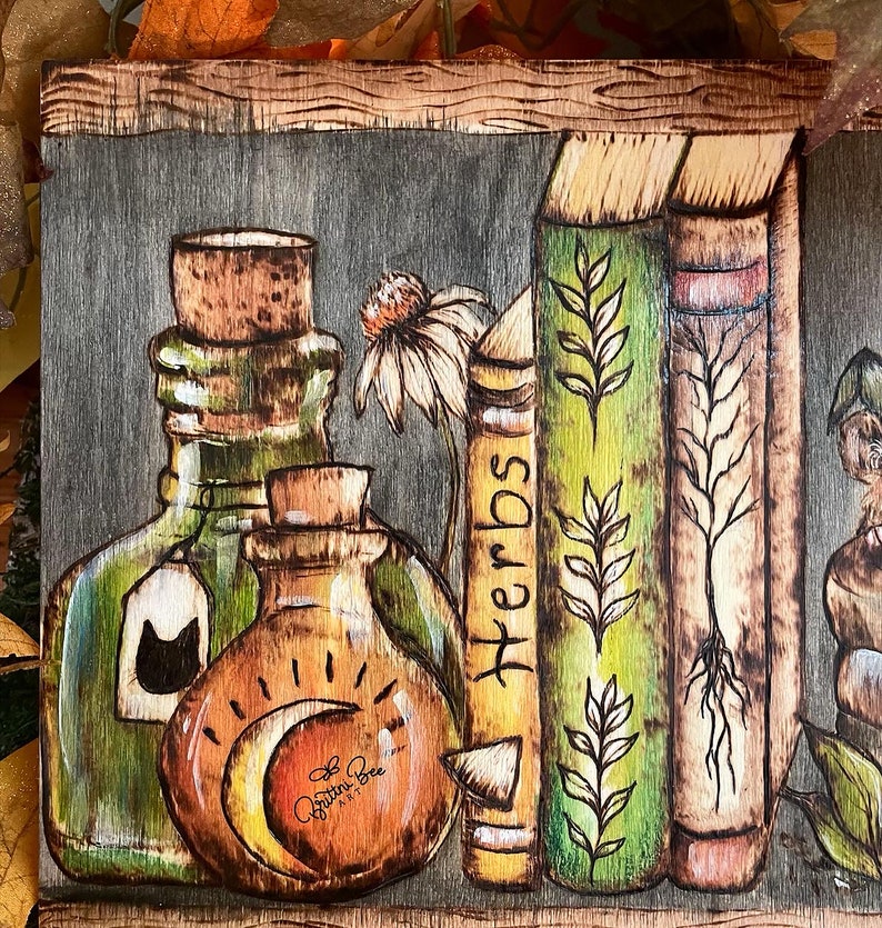 Pyrography Apothecary Shelf Painting Witch Apothecary Witch - Etsy