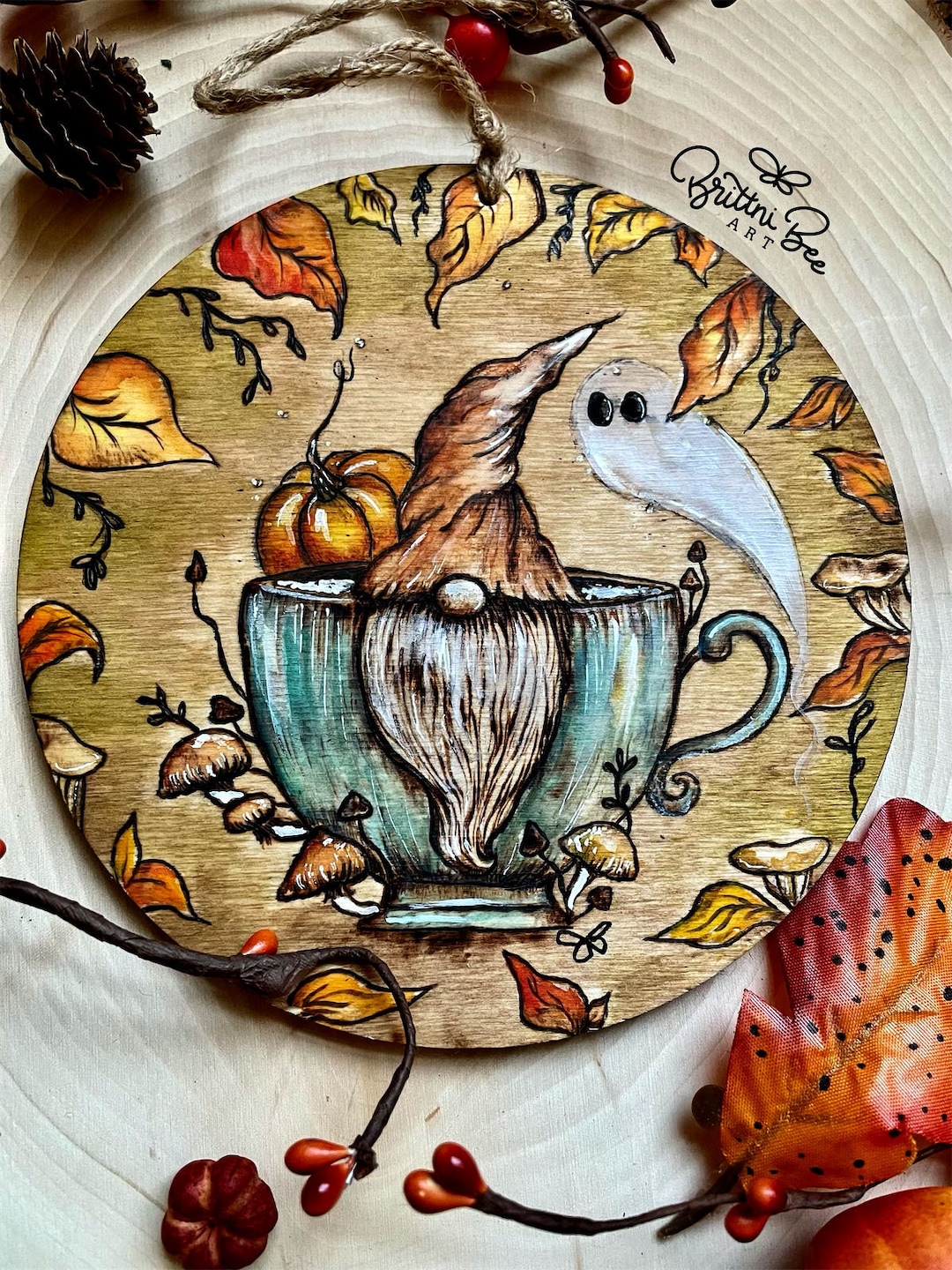 NEW Pyrography Halloween Gnome, Gnome Illustration, Halloween Gnome Art ...