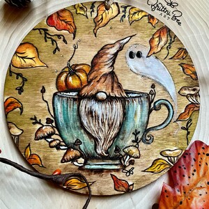 NEW Pyrography Halloween Gnome, Gnome Illustration, Halloween Gnome Art ...