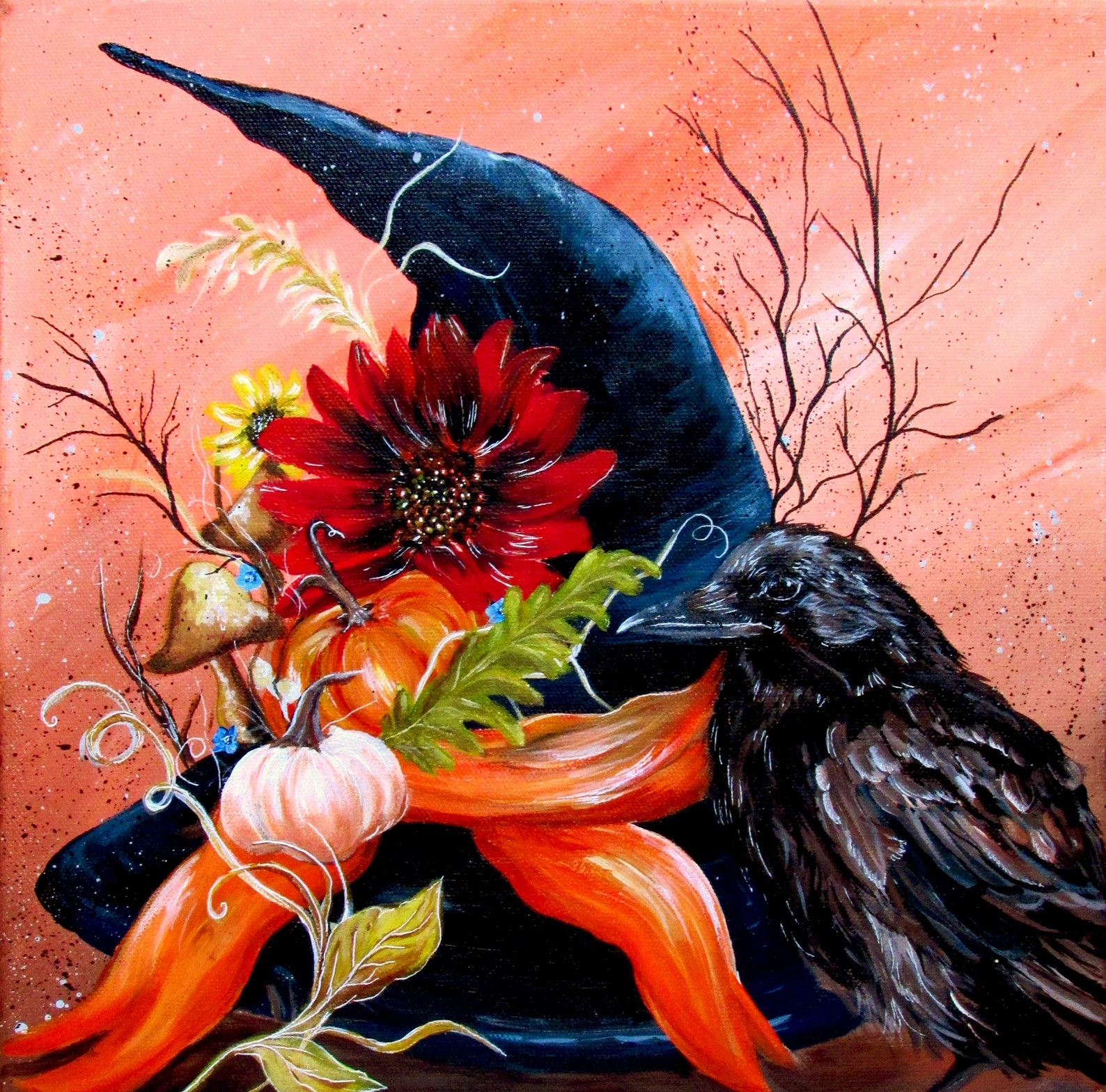 10x10 the Crow's Witch Hat Square Art Print Witch Hat - Etsy