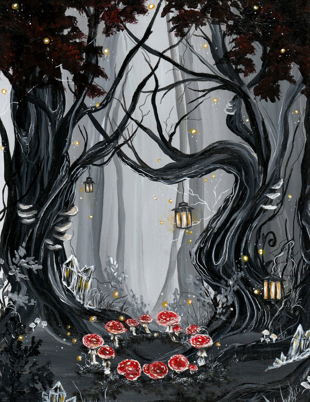 8.5x11 Faery Ring Forest Art Print, Fairy Forest Art, Gothic Fairy ...
