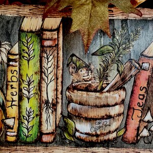 Pyrography Apothecary Shelf Painting, Witch Apothecary, Witch Painting ...