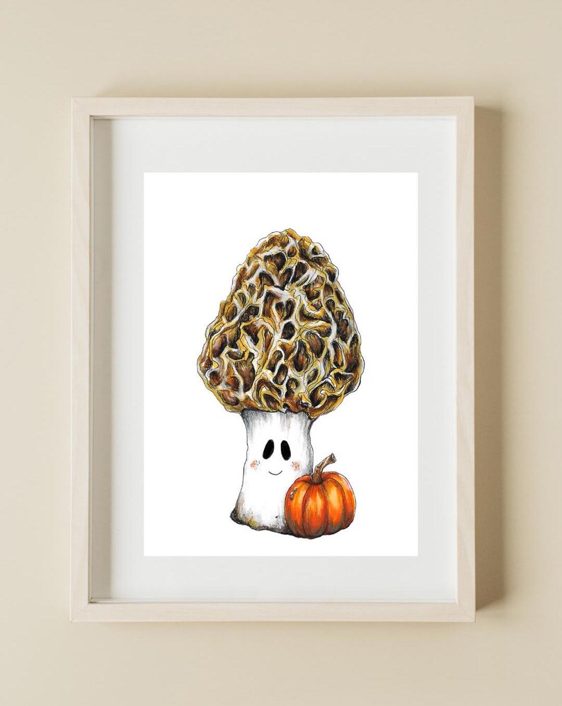 5x7 Morel Mushroom Fall Print, Morel Mushroom Art Print, Morel and ...