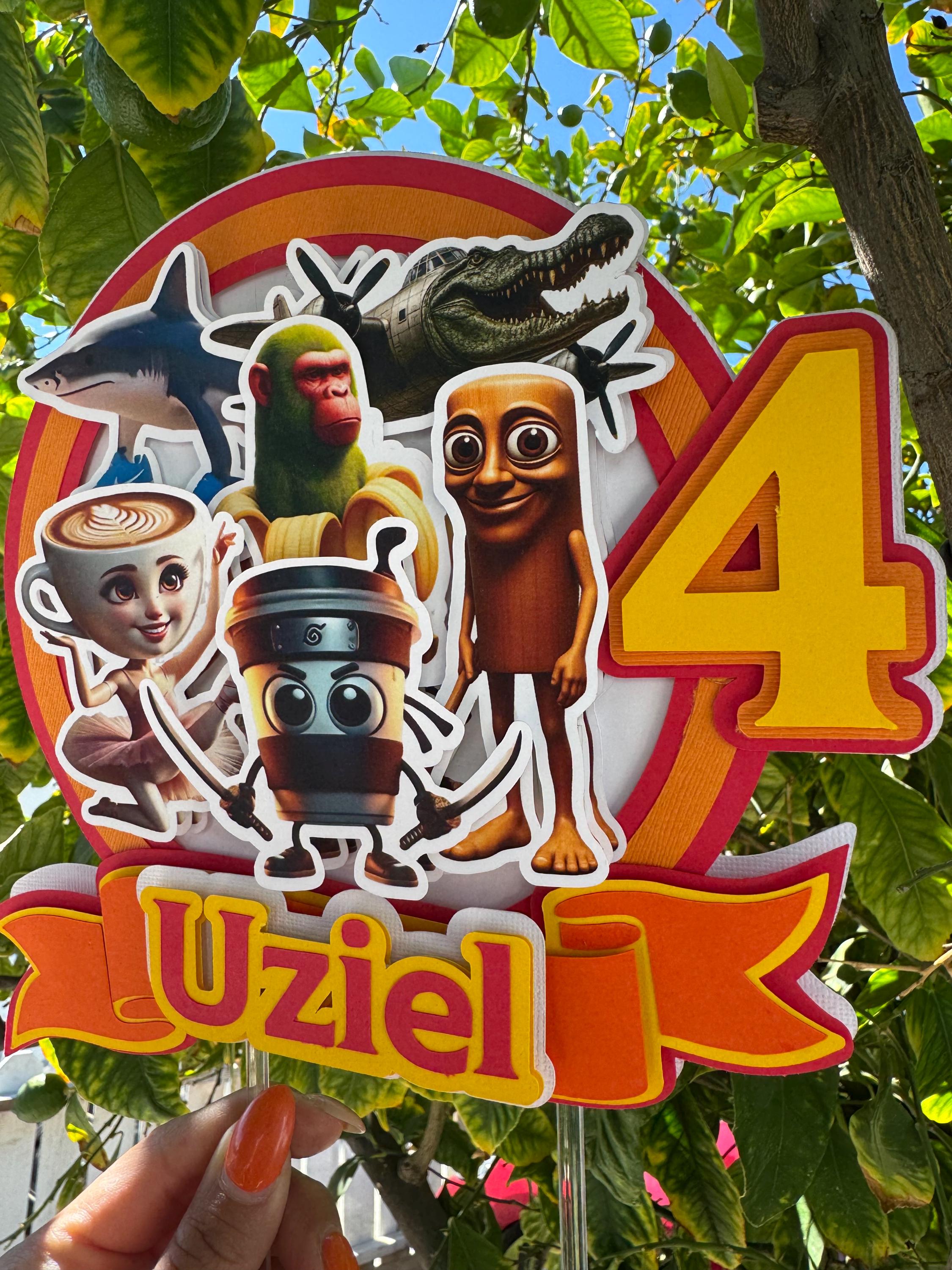 Italian Brainrot Cake Topper, Italian Brainrot Cartoon Tung Tung Sahur ...