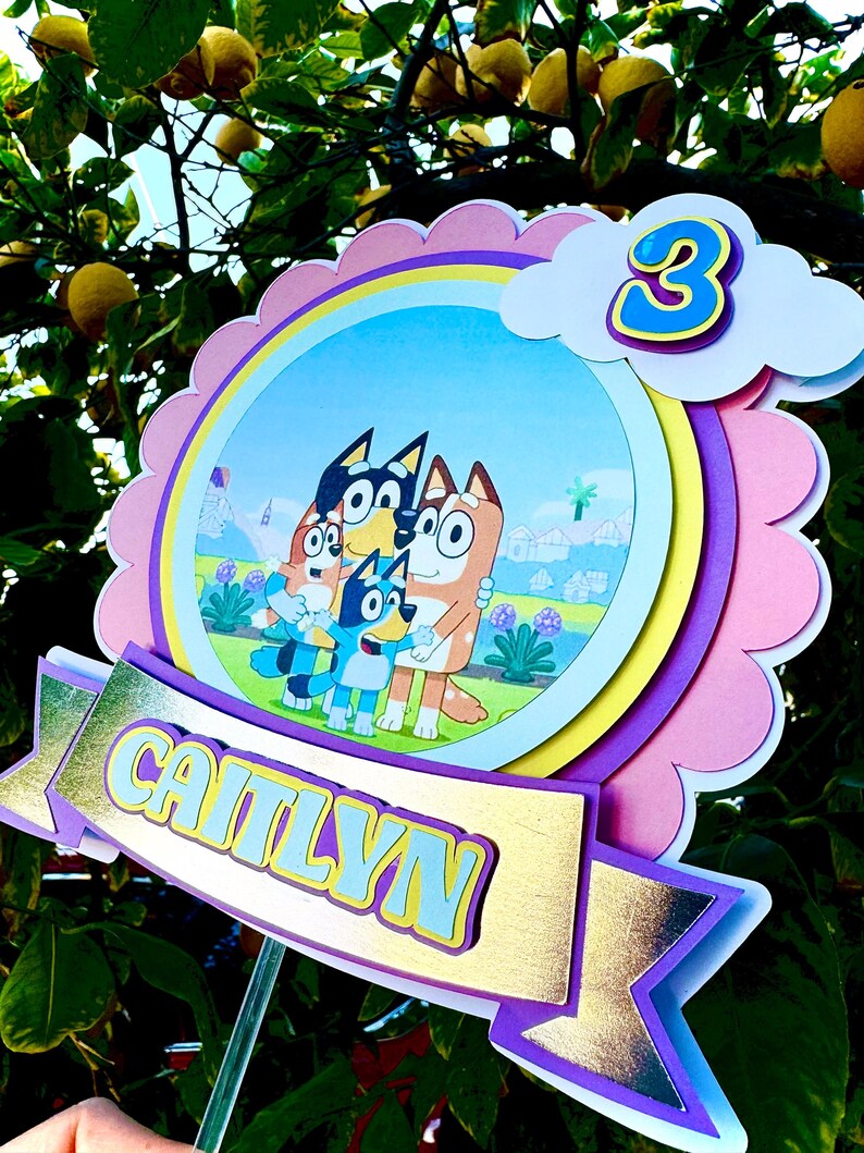 Personalized Bluey Cake Topper: Groovy Birthday Party Decor - Etsy