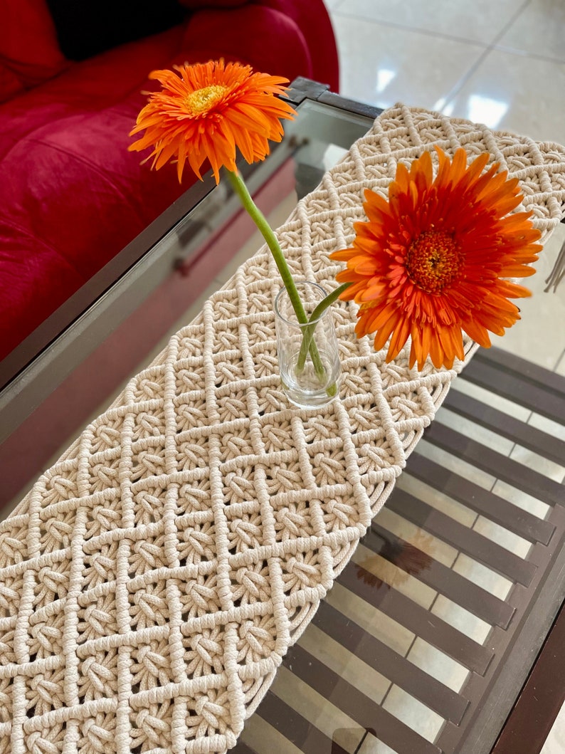 Boho Table Runner, Macrame Table Runner, Coffee Table Cover, Macrame ...