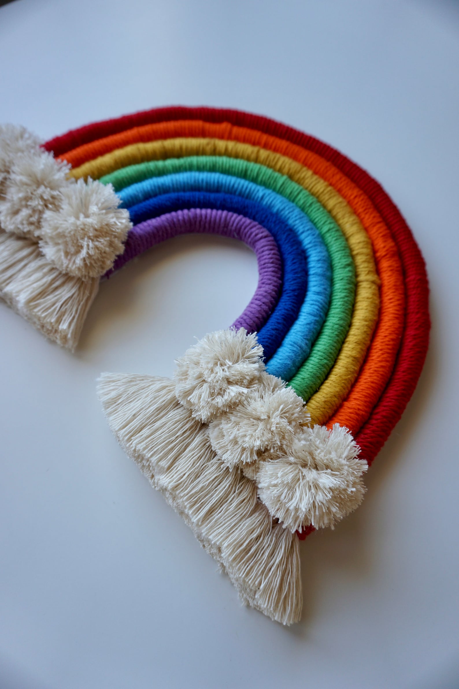Macrame Rainbow With Clouds Rainbow Wall Hanging Rainbow - Etsy
