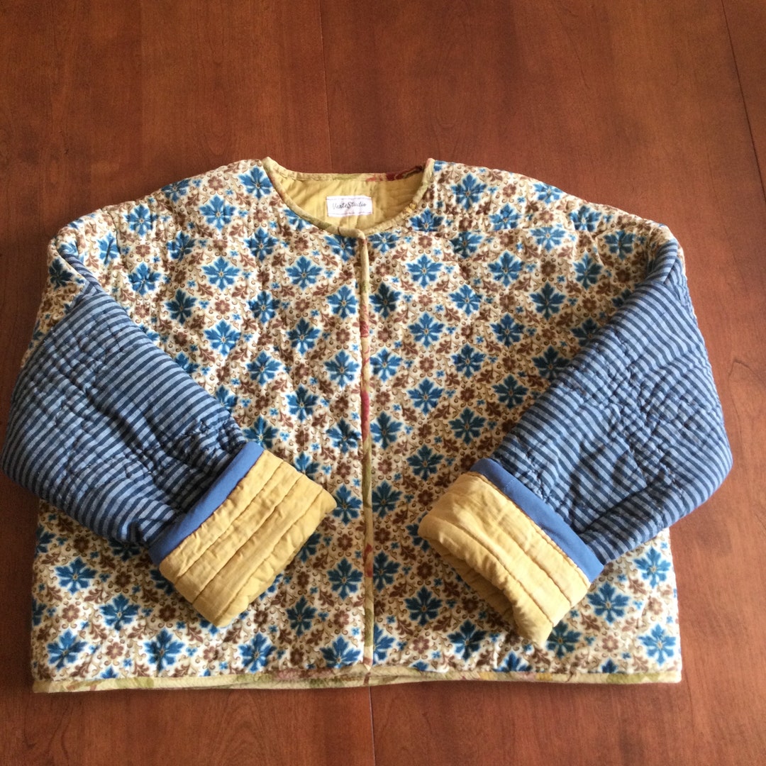 Antique Quilt Jacket, Hand Made Jacket, Cropped Jacket, Boxy Jacket ...