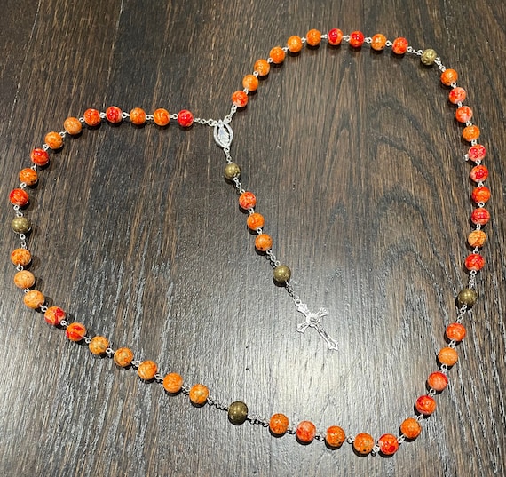 Handmade Glam Catholic Rosary Gold and Orange Swirl Gold - Etsy
