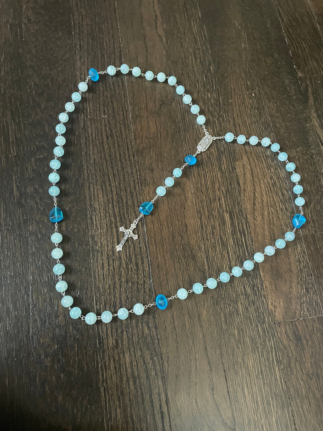 Handmade Aqua Glass Rosary – Modern Catholic Prayer Beads - Etsy