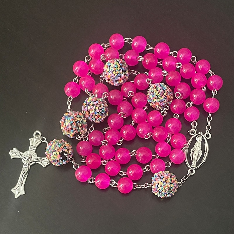 Pink Rosary - Etsy