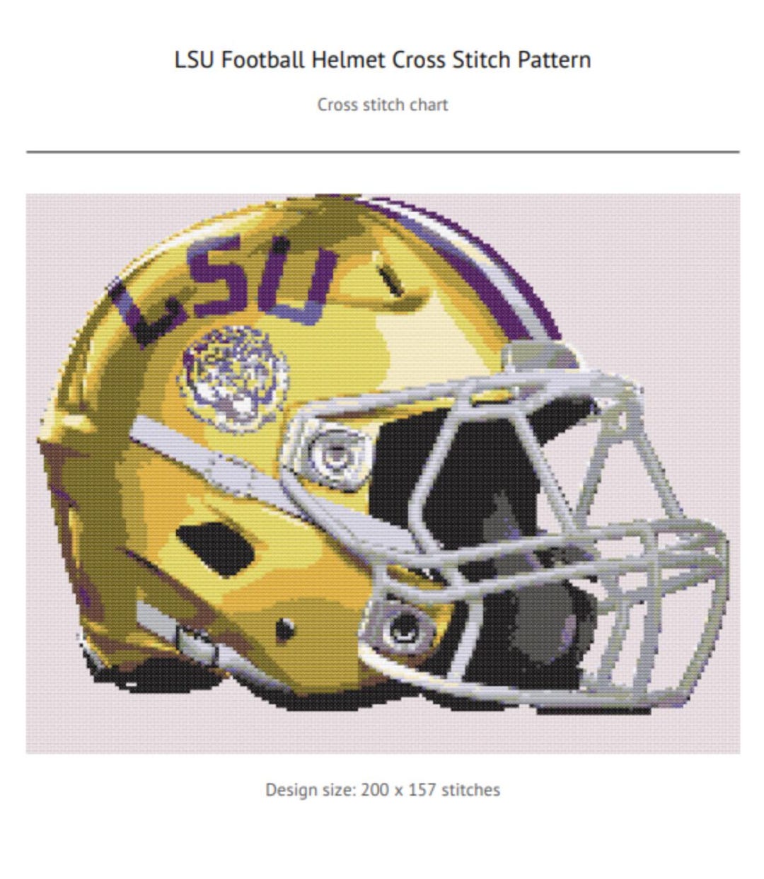 LSU Football Helmet Cross Stitch Pattern - Etsy