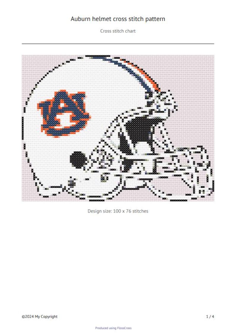 Auburn Football Helmet Cross Stitch Pattern - Etsy