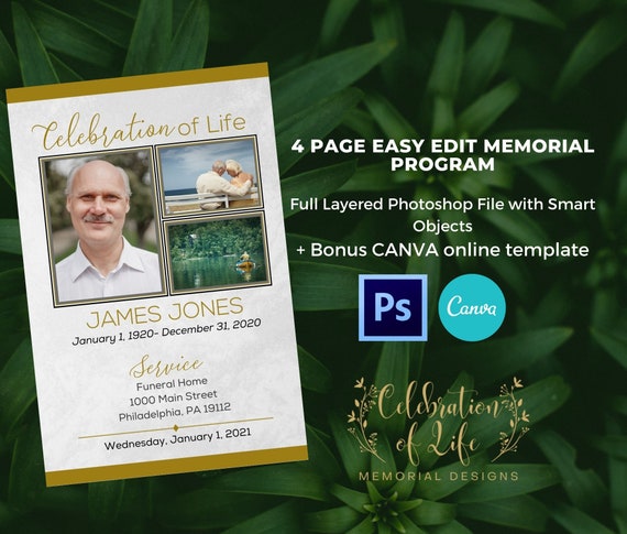 Bronze and Gray Modern Funeral Program Bronze and Gray | Etsy