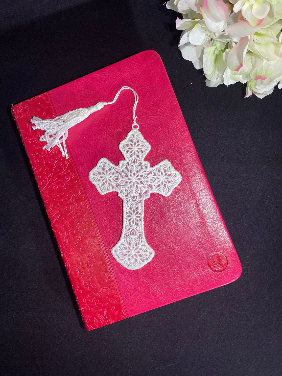 Embroidered Lace Cross Bookmark White or Variegated Pastel | Etsy