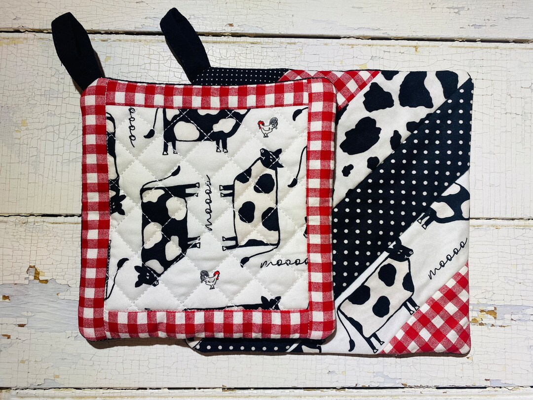 Cow Potholder Cow Trivet & Potholder Set Chicken Potholder Chicken ...