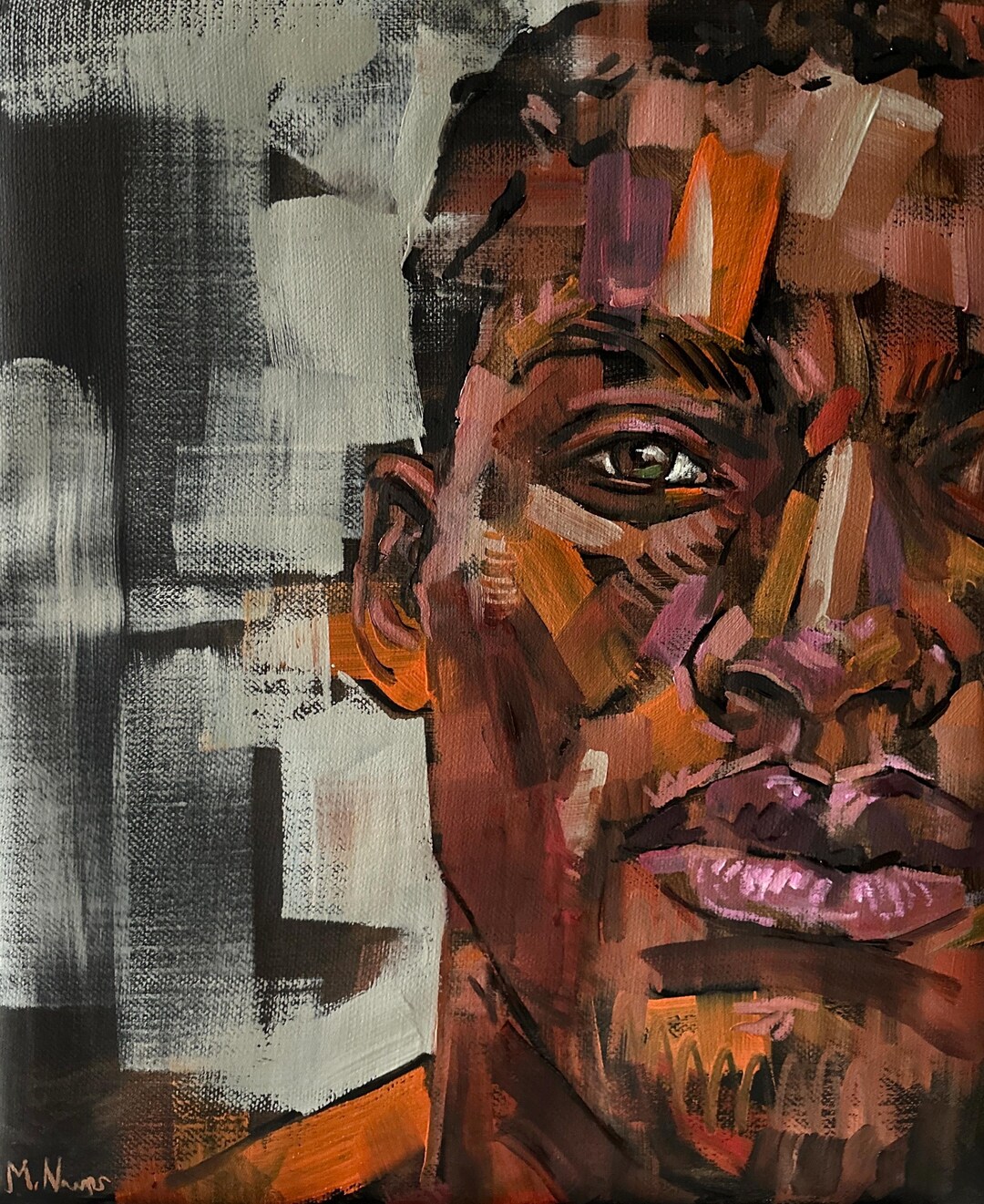 Black Male Model Painting, Handsome Man Portrait - Etsy