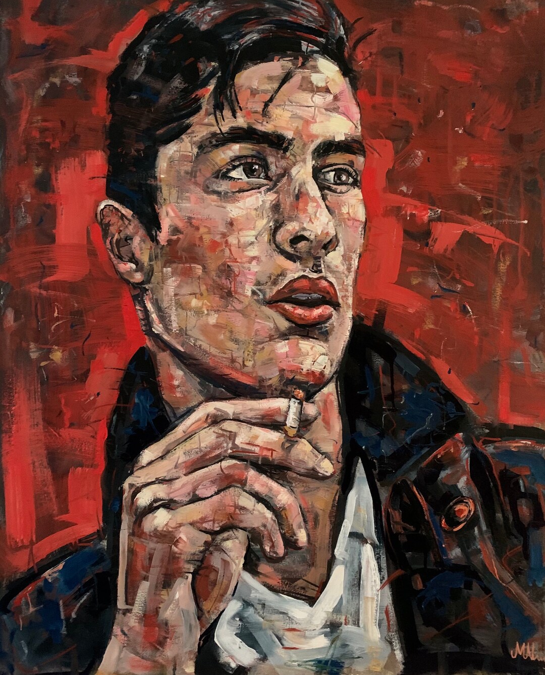 Male Figure, Man Painting, Man Smoking, Original Artwork Male Art ...