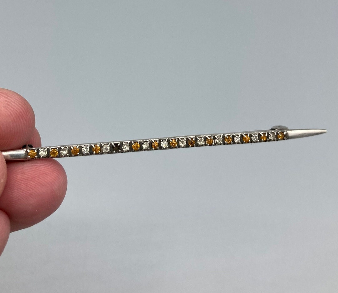 Vintage Art Deco Sterling Silver Bar Pin With Glass Paste Stones - Etsy