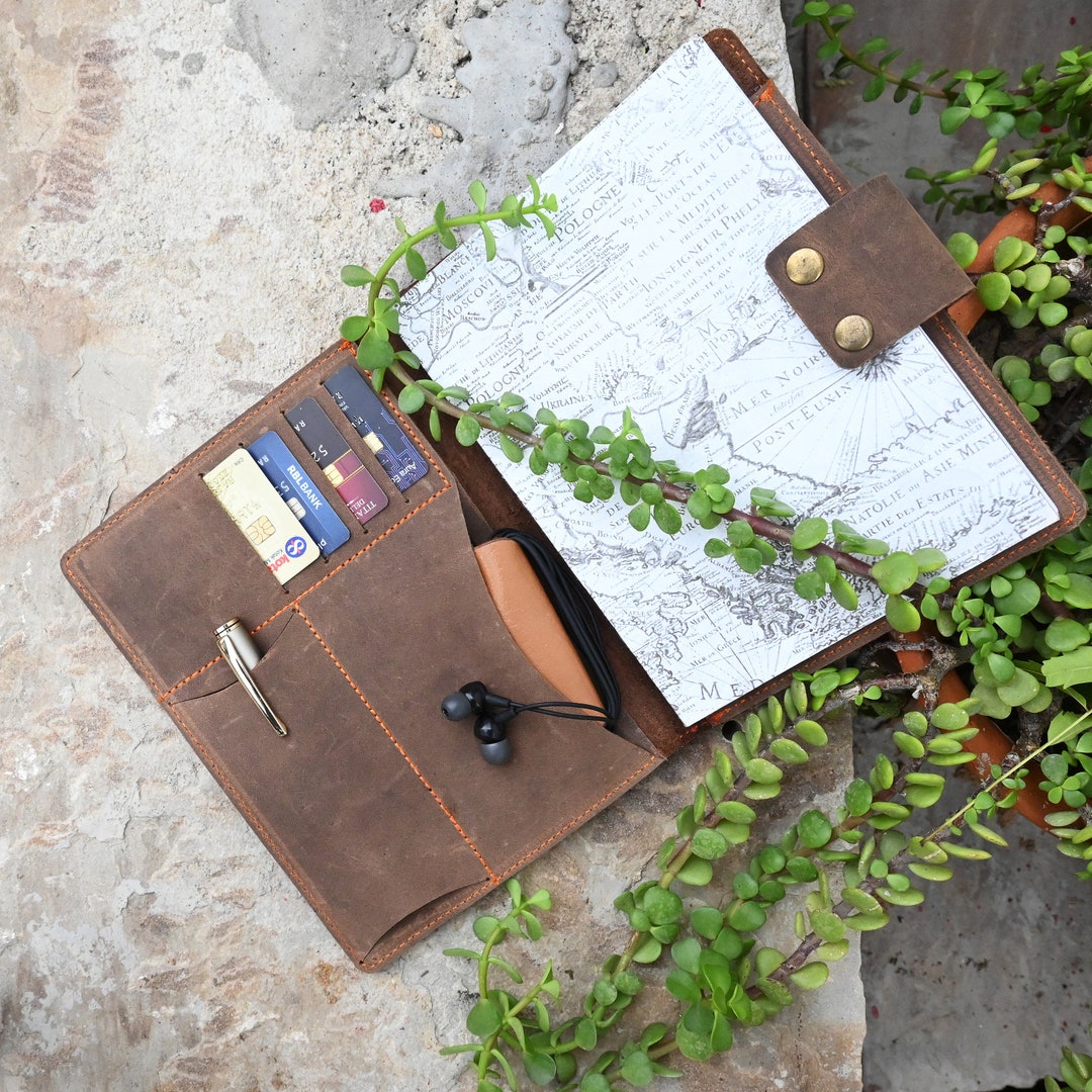 Leather Notebook Cover Refillable Lined Travel Notebook 8x6 Leather ...