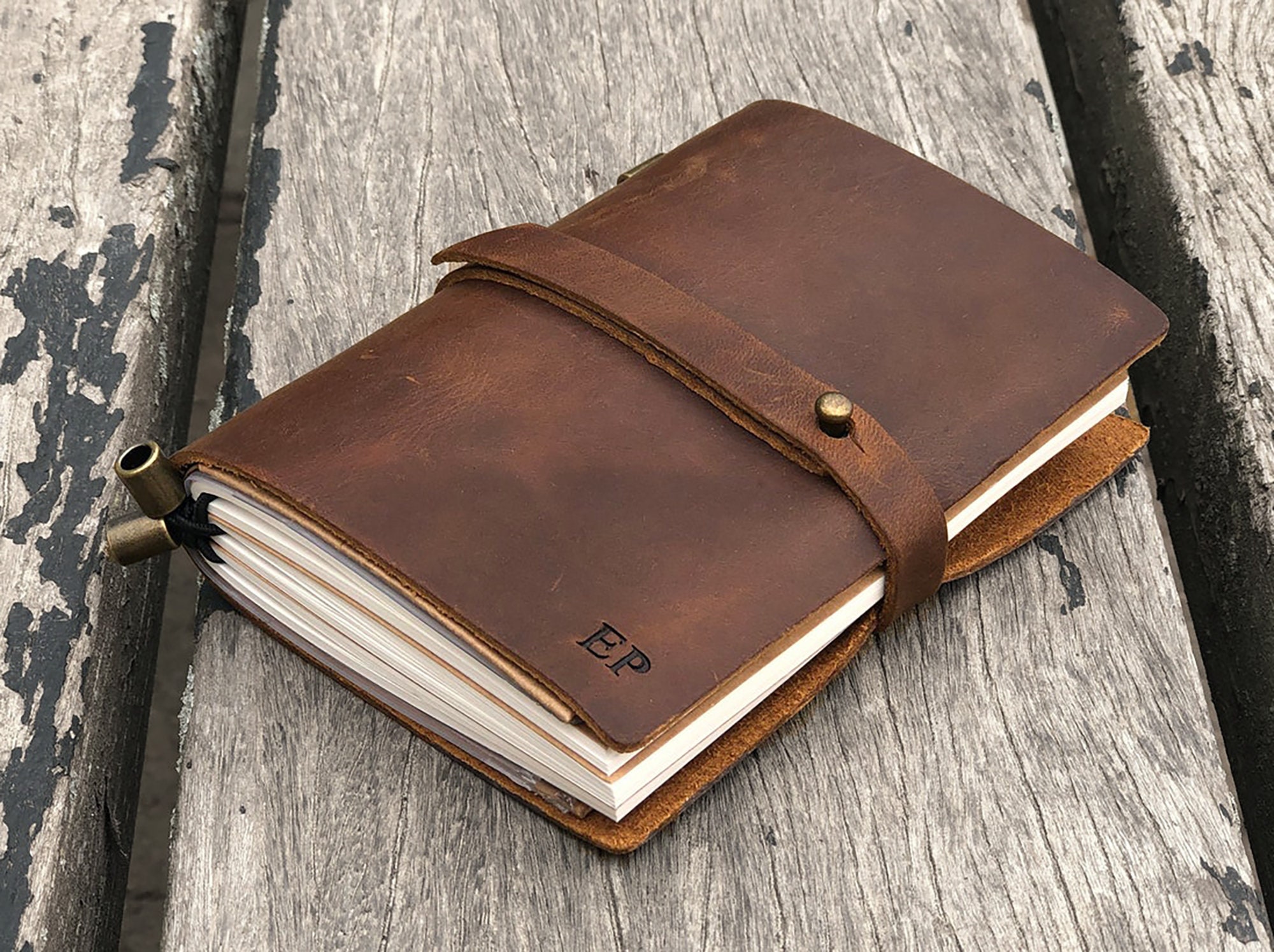 Personalized Refillable Leather A5 Notebook , Engraved Daily Journal ...