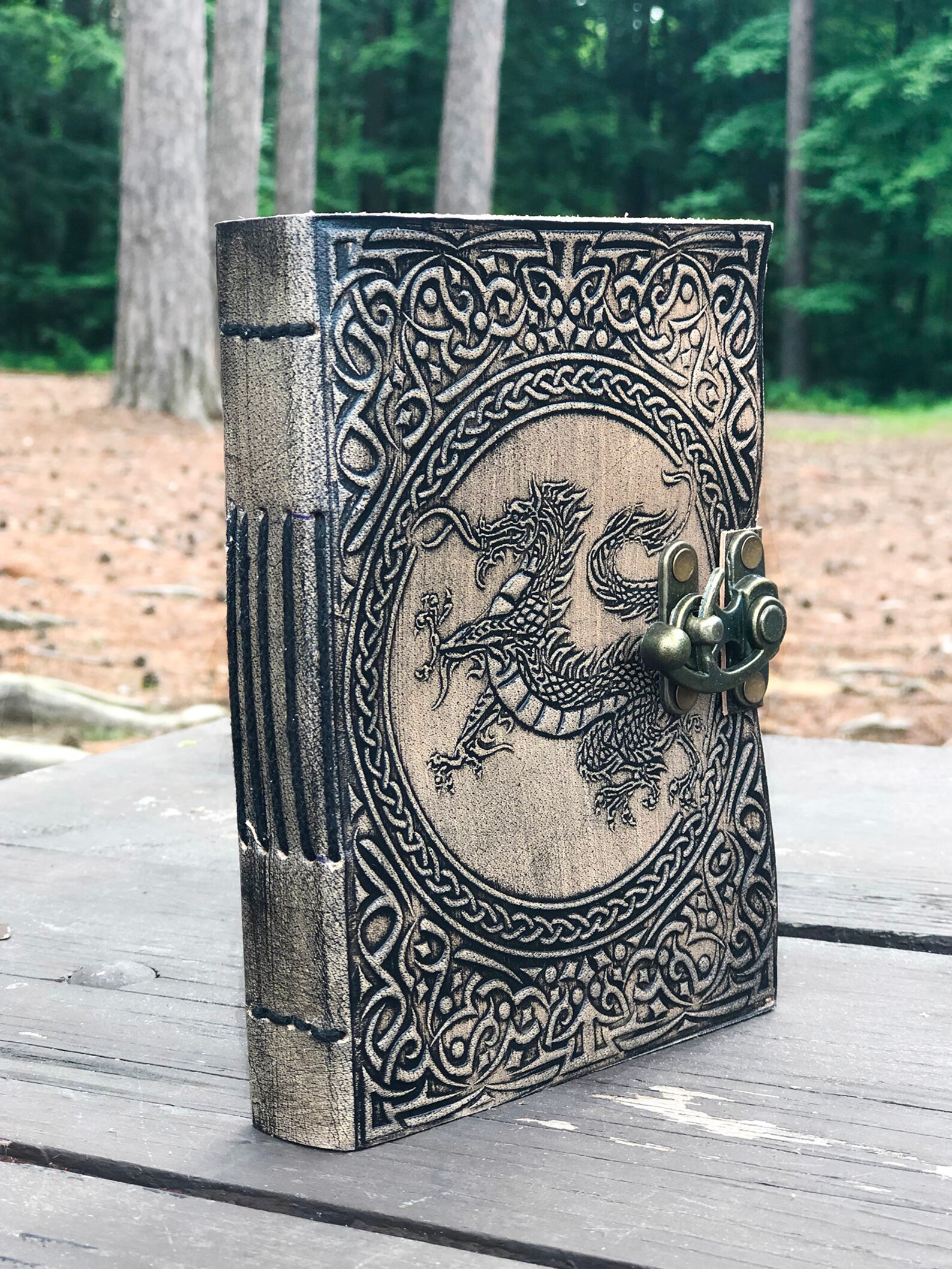 Embossed Leather Journal 7x5 Handmade Leather Notebook - Etsy