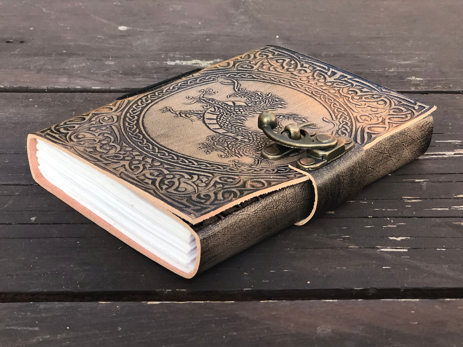 Embossed Leather Journal 7x5 Handmade Leather Notebook - Etsy