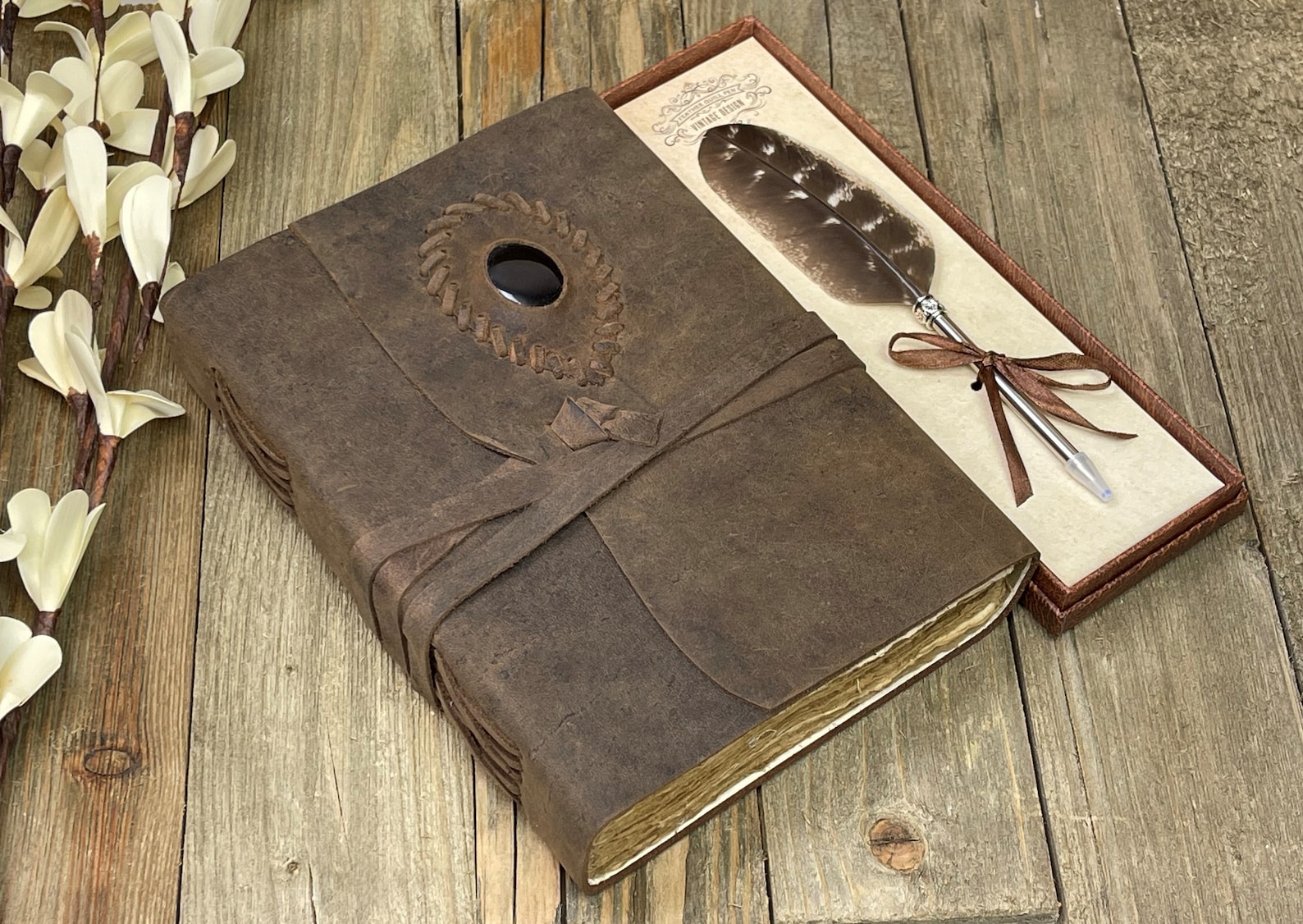 Leather Journal, Vintage Leather Notebook, Genuine Leather-bound ...