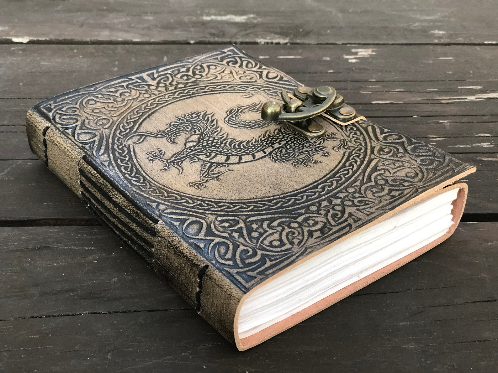 Embossed Leather Journal 7x5 Handmade Leather Notebook - Etsy