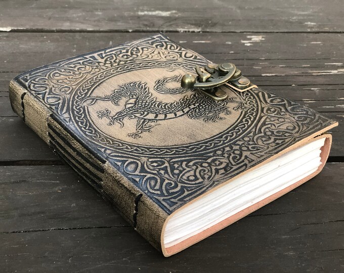 Embossed Leather Journal - 7x5 Handmade Leather Notebook - Celtic ...