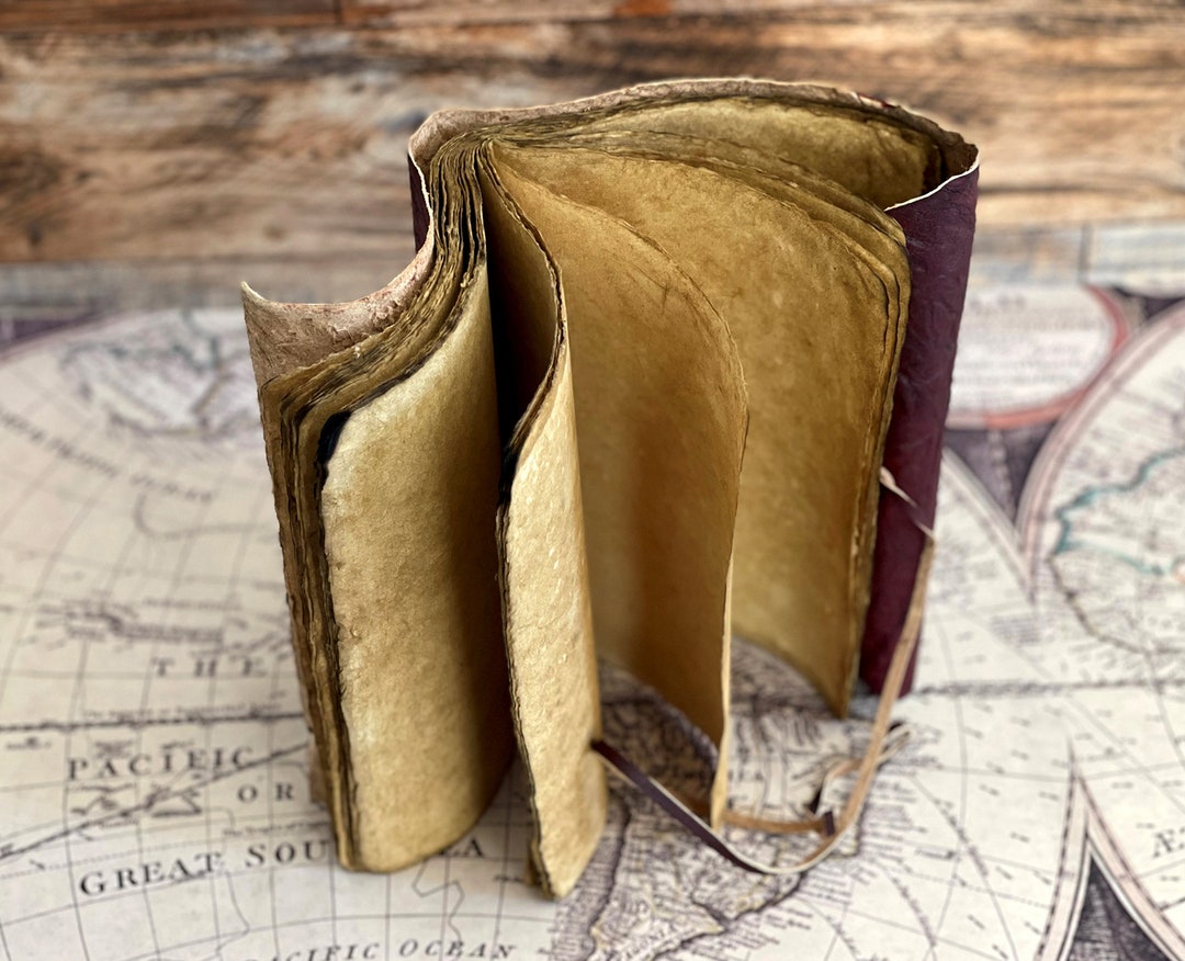 Vintage Leather Travel Journal Notebook With Burnt Paper- 9x6 Travel ...