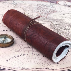 Vintage Handmade Scroll Leather Journal - 9x6 Travel Diary Notebook ...