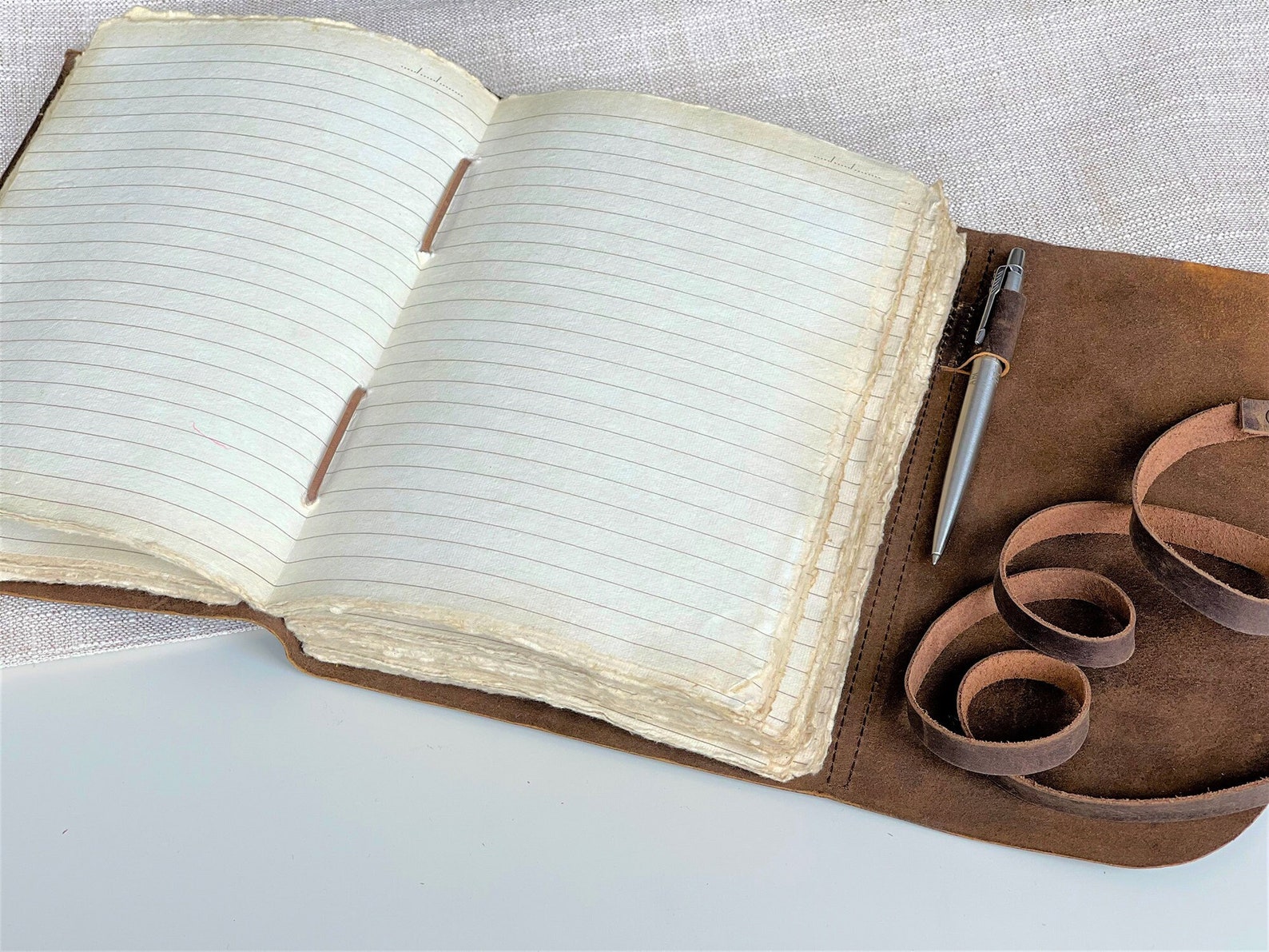 Personalized Handmade Leather Journal Notebook Pen Holder - Etsy