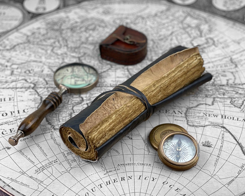 Handmade Scroll Travel Leather Journal 9x6 Travel Diary - Etsy