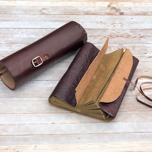 Vintage Handmade Scroll Leather Journal - 7x5 Travel Diary Notebook ...