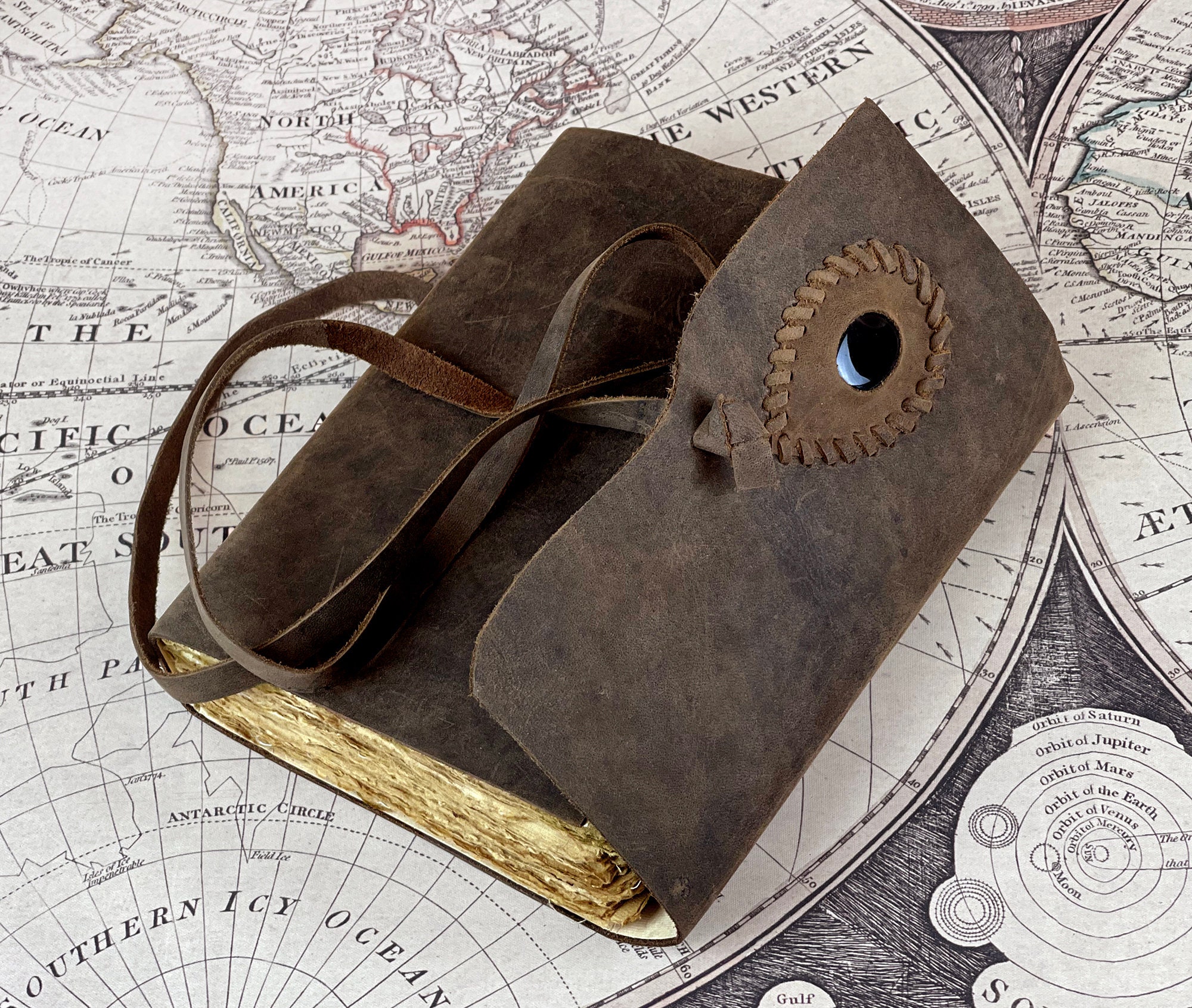 Leather Journal, Vintage Leather Notebook, Genuine Leather-bound ...