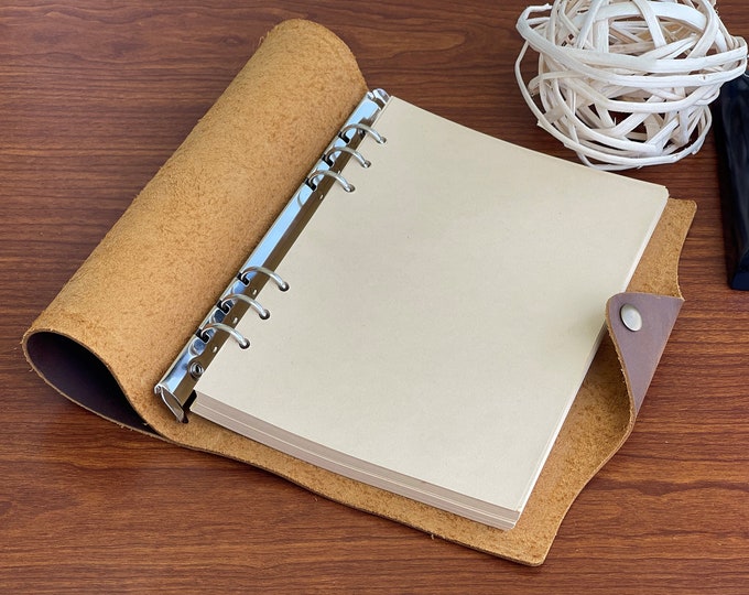 A5 Refillable 6 Ring Leather Planner Notebook, Personalized Daily ...