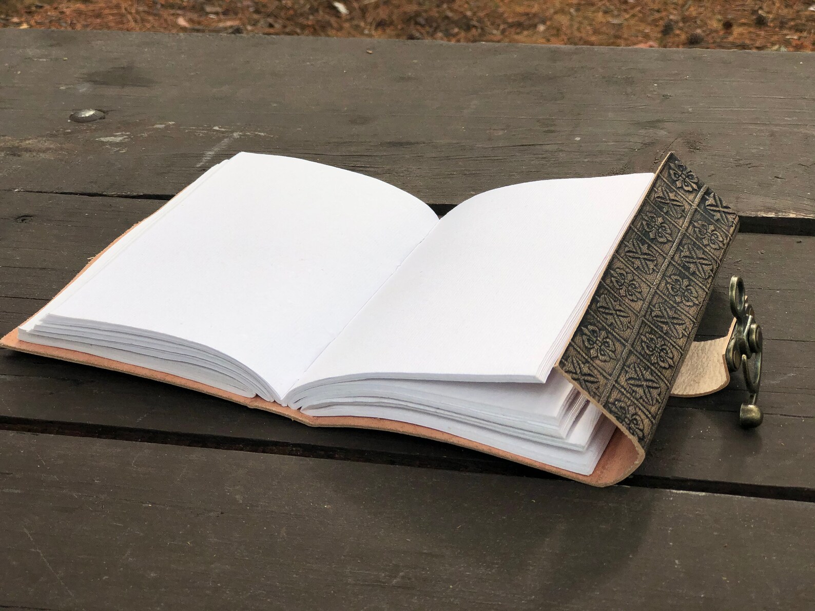 Embossed Leather Journal 7x5 Handmade Leather Notebook - Etsy